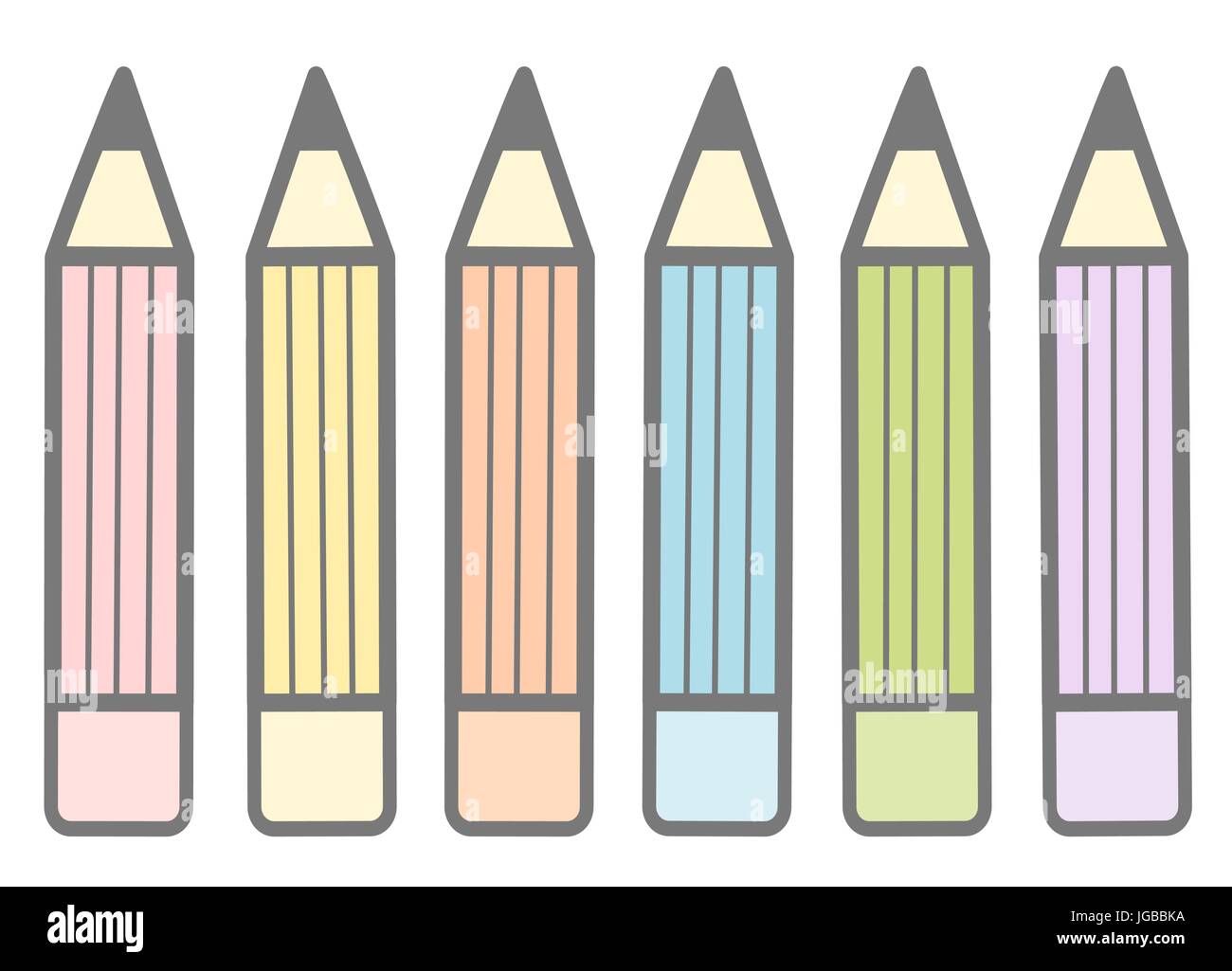 cute cartoon colorful vector set of pencils isolated on white ...