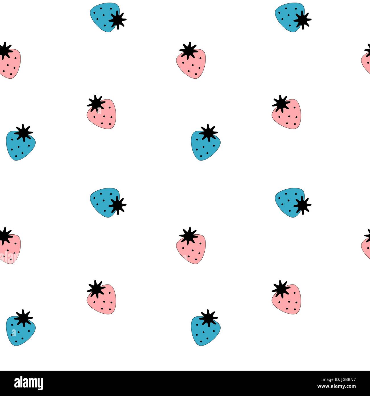 cute cartoon blue and pink strawberries seamless vector pattern ...