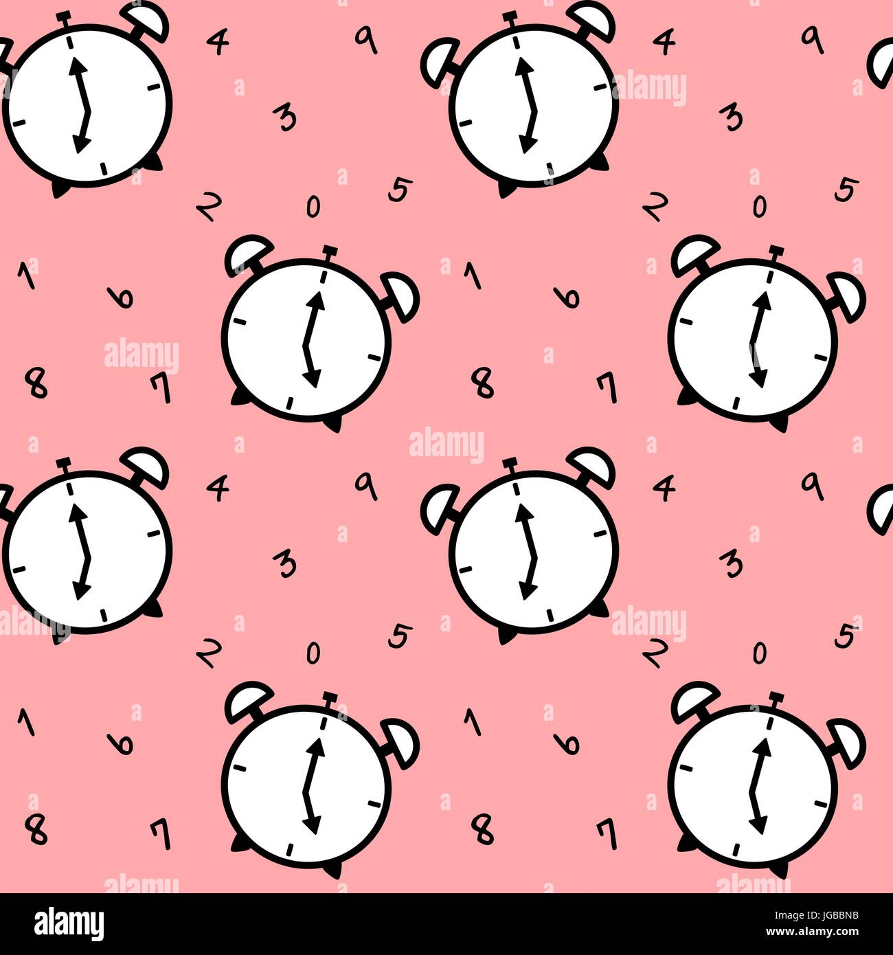 cartoon clock on pink background seamless vector pattern illustration ...