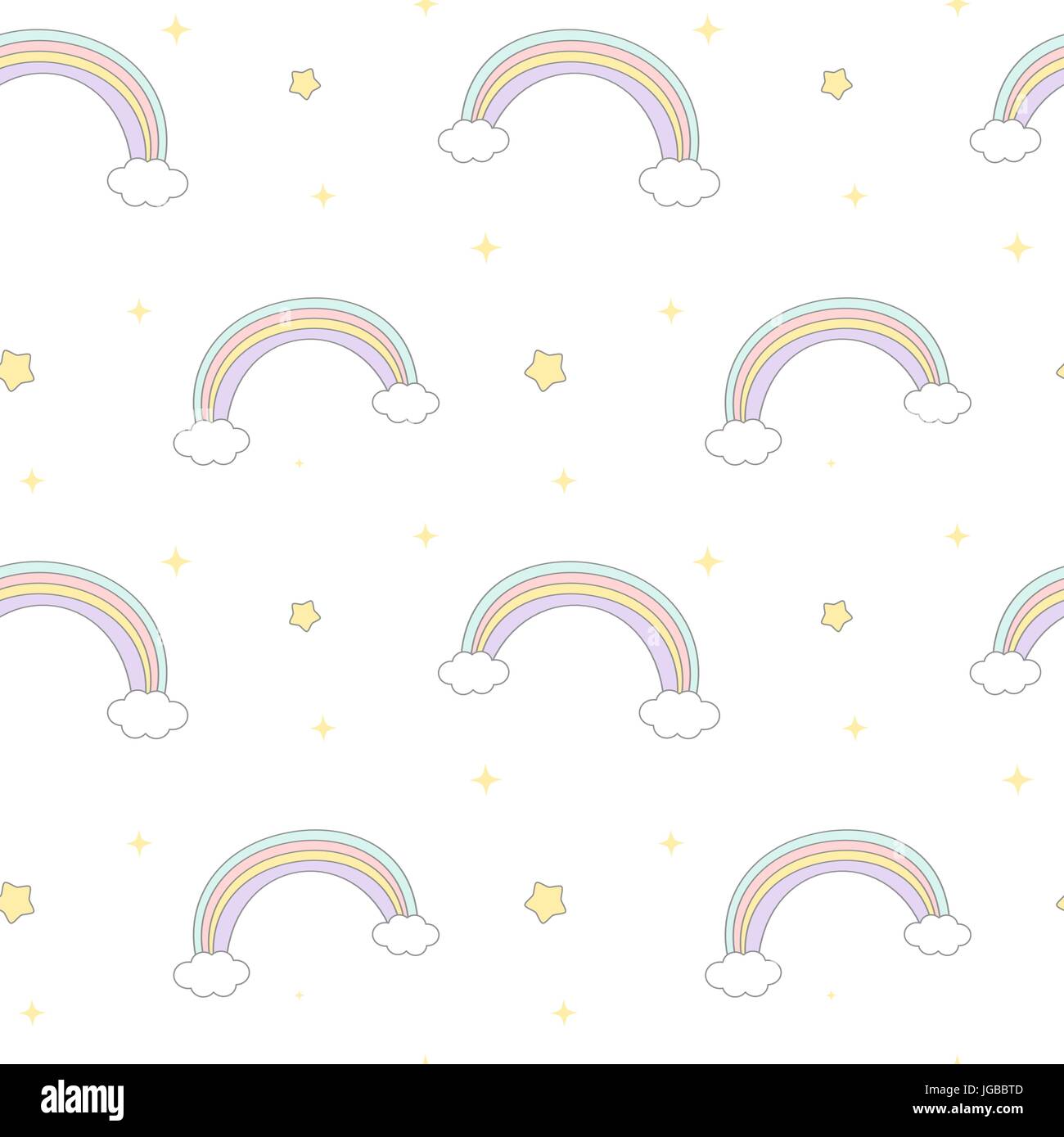 cute cartoon rainbow seamless vector pattern background illustration ...