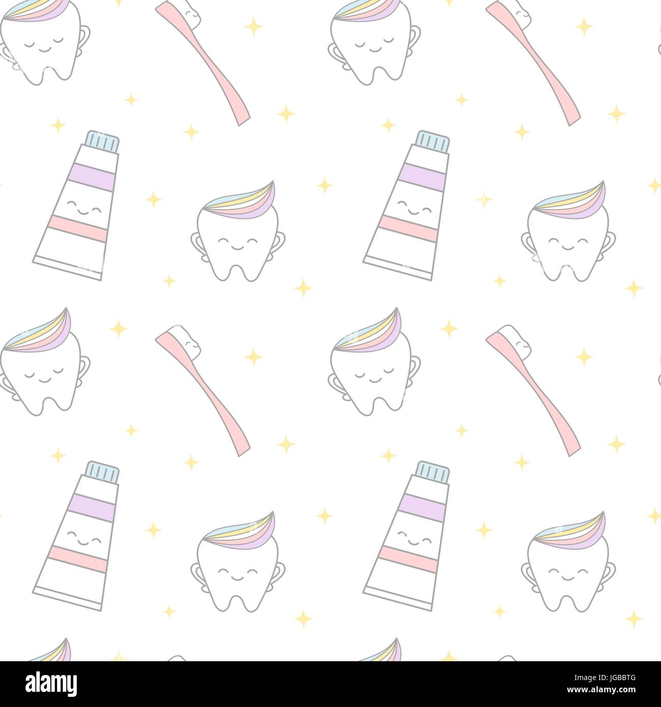 cute cartoon tooth with rainbow toothpaste and pink tooth brush ...