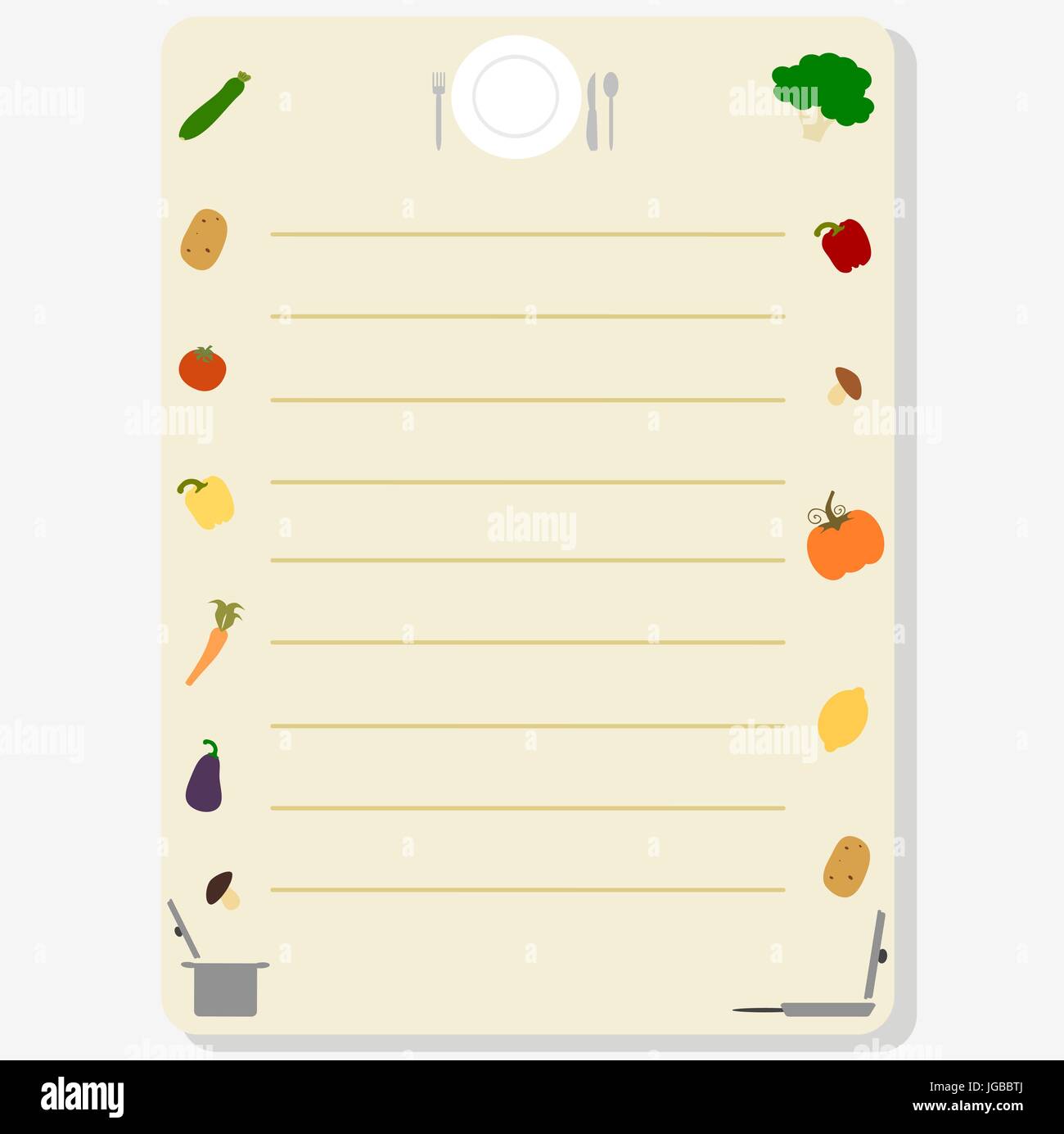 cute colorful template frame for a recipe book or card vector ...