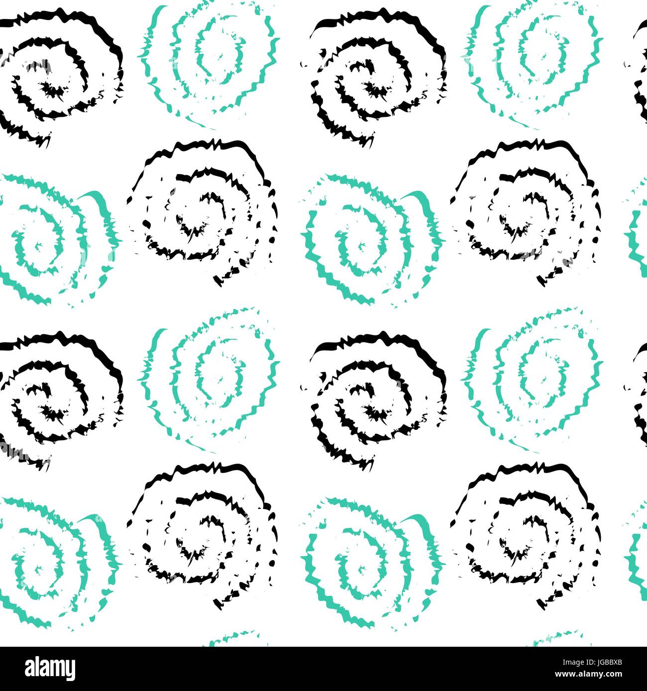 grunge spiral circle black and blue seamless vector pattern background ...