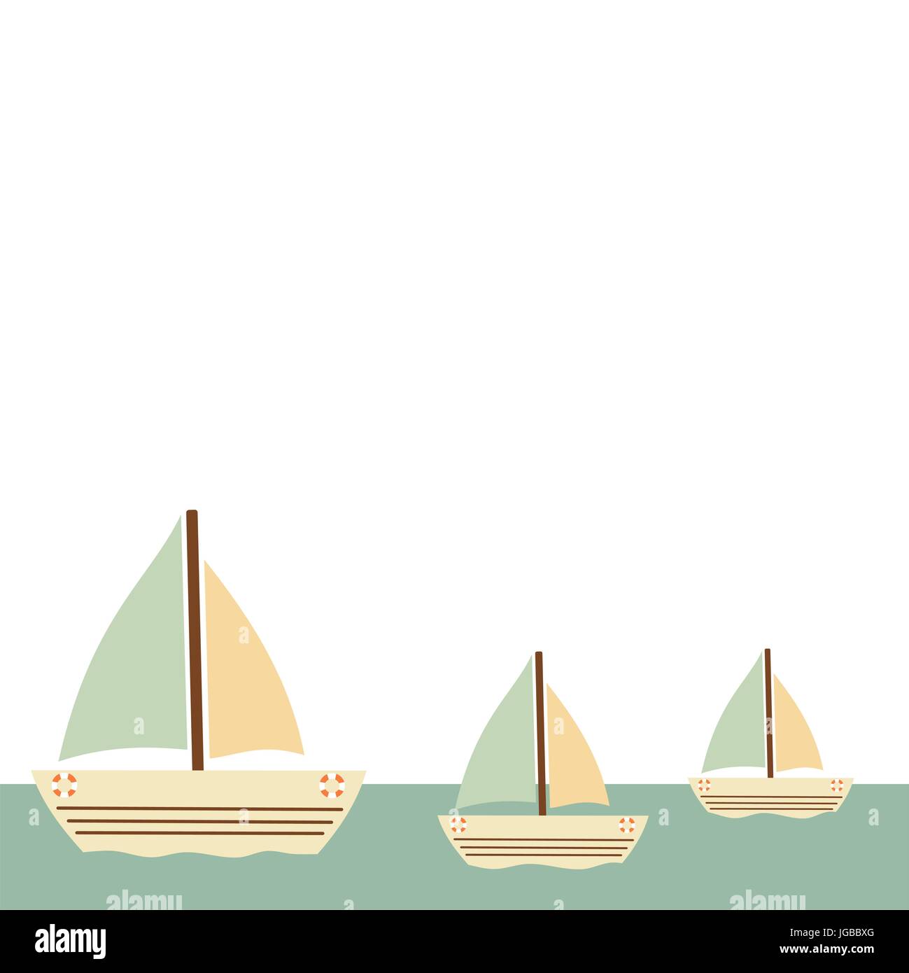cartoon boat in the sea frame vector illustration Stock Vector Image ...