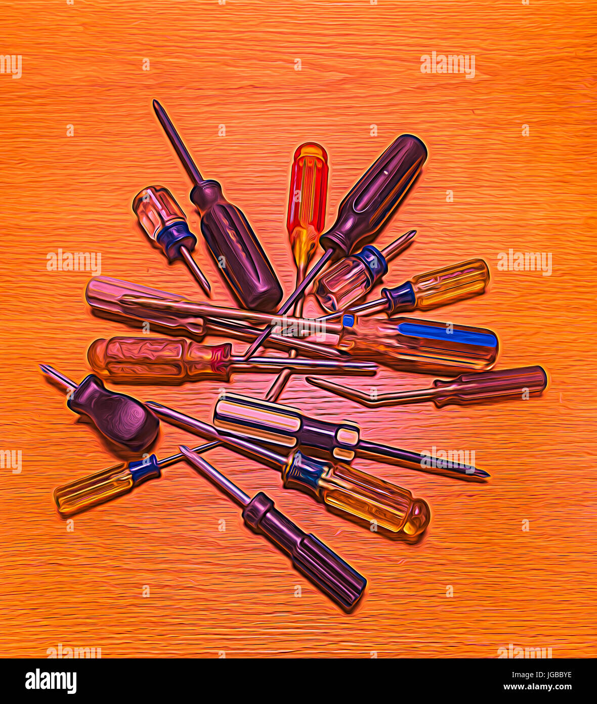 assorted phillipshead screwdrivers as concept or background Stock Photo ...
