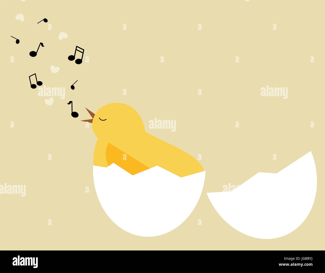 cute cartoon little yellow bird singing vector illustration Stock ...