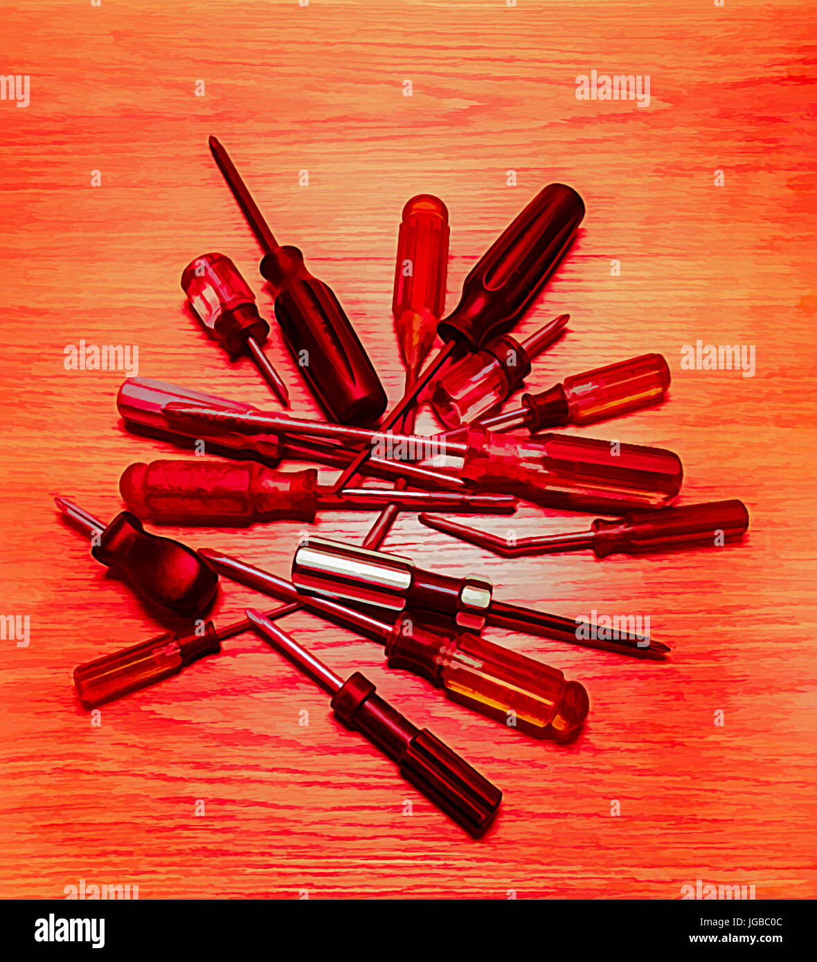assorted phillipshead screwdrivers as concept or background Stock Photo ...