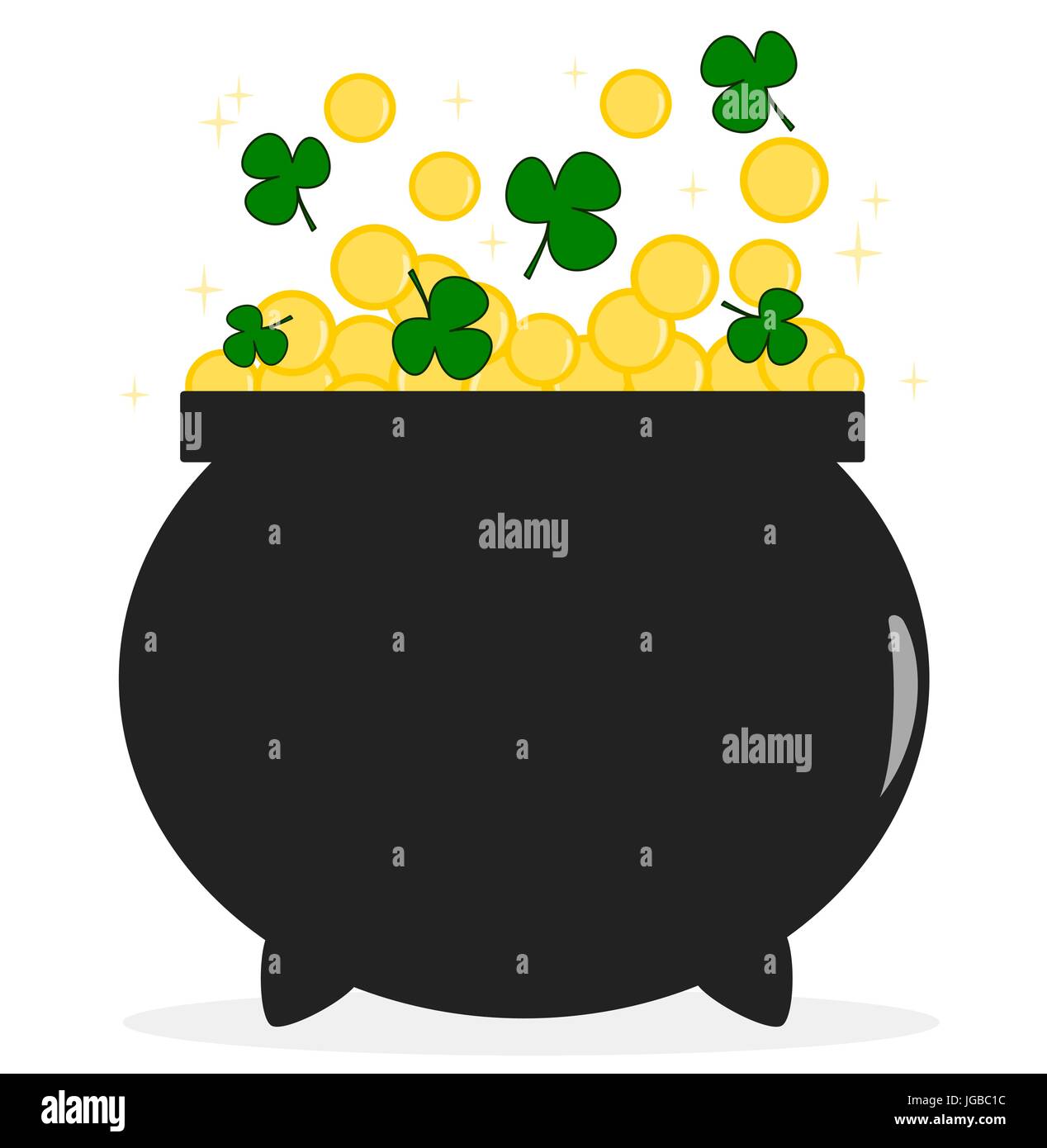 cartoon pot of gold with shamrocks vector illustration isolated on ...