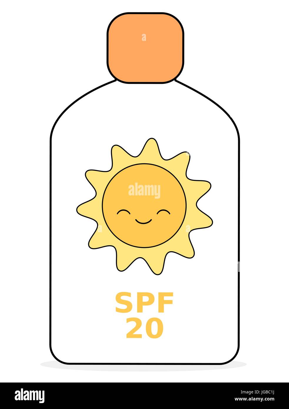 cute cartoon container of sun cream isolated on white background vector ...