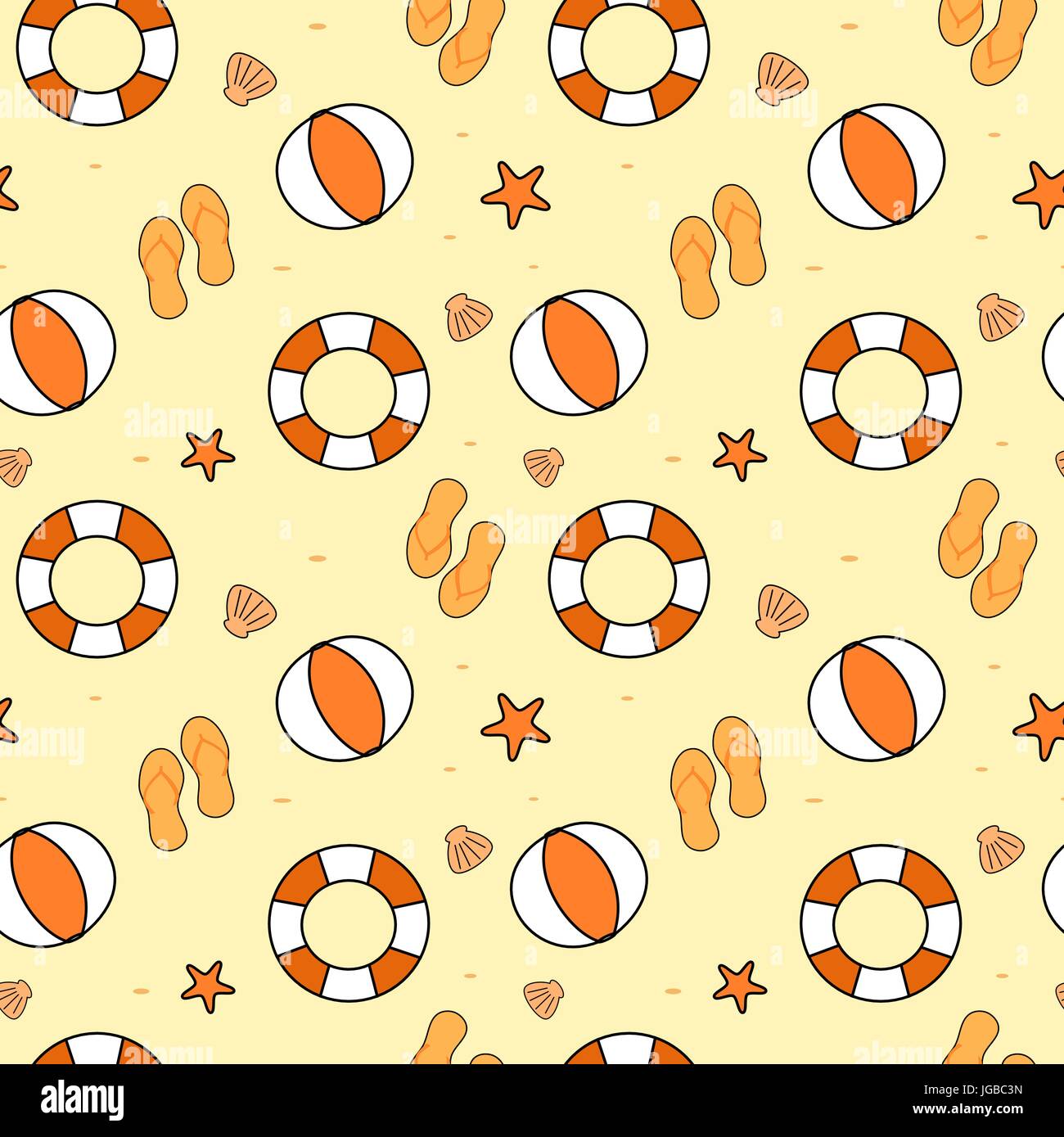 cute cartoon summer seamless vector pattern background illustration ...