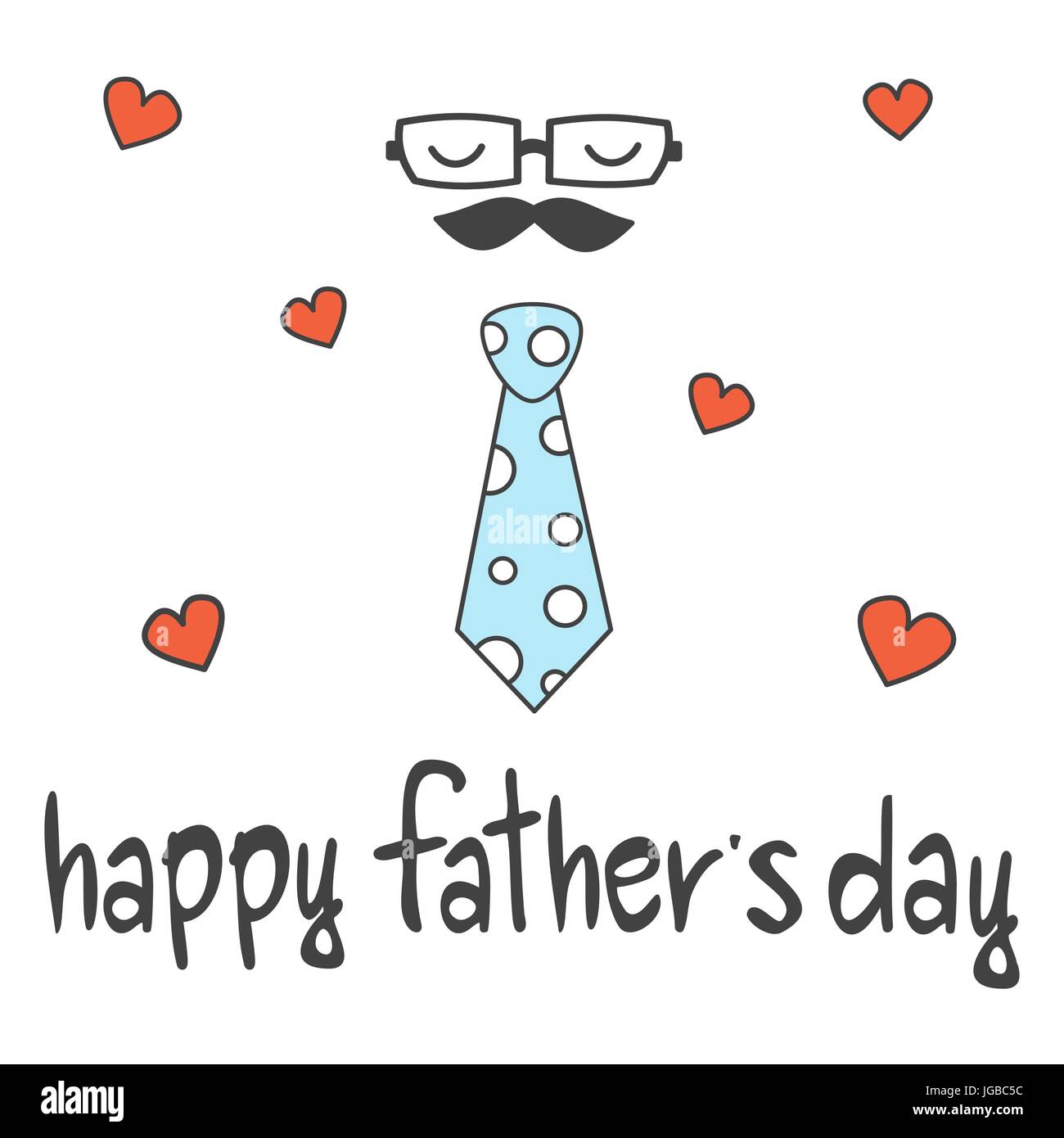 cute cartoon vector card with tie for father's day Stock Vector Image ...