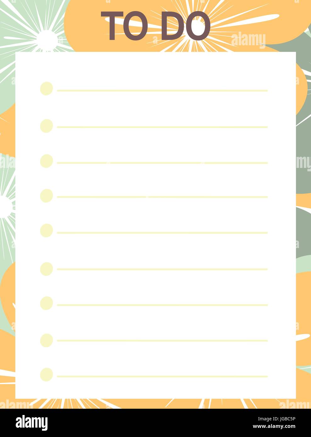 cute yellow blue vector printable to do list with flowers Stock Vector ...
