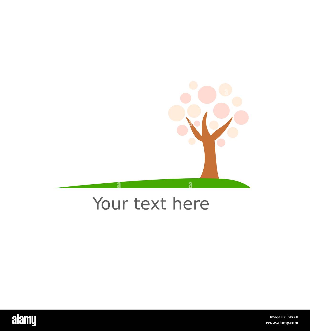 cute spring tree logo with pink circles vector illustration Stock ...