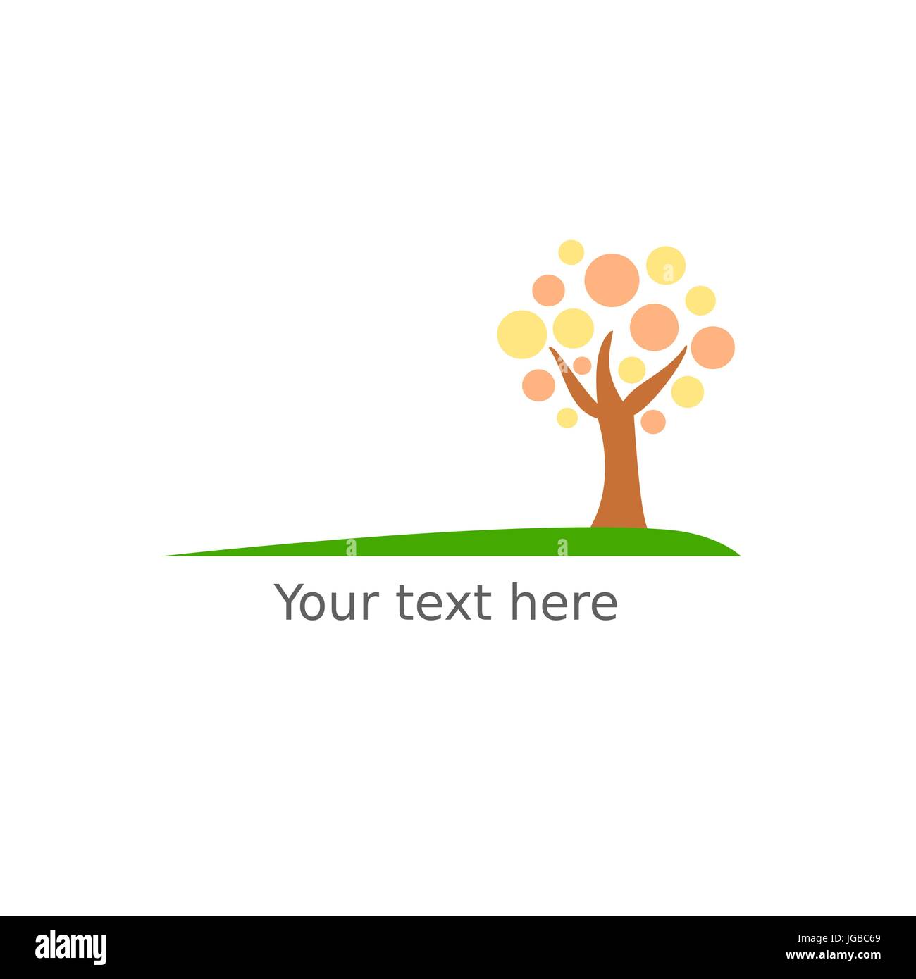 cute autumn fall tree logo with yellow and orange circles vector ...