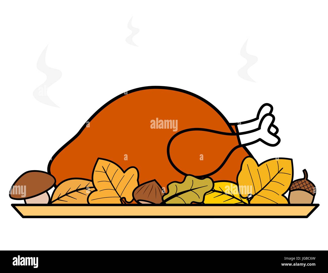 Thanksgiving Cartoon Cooked Turkey