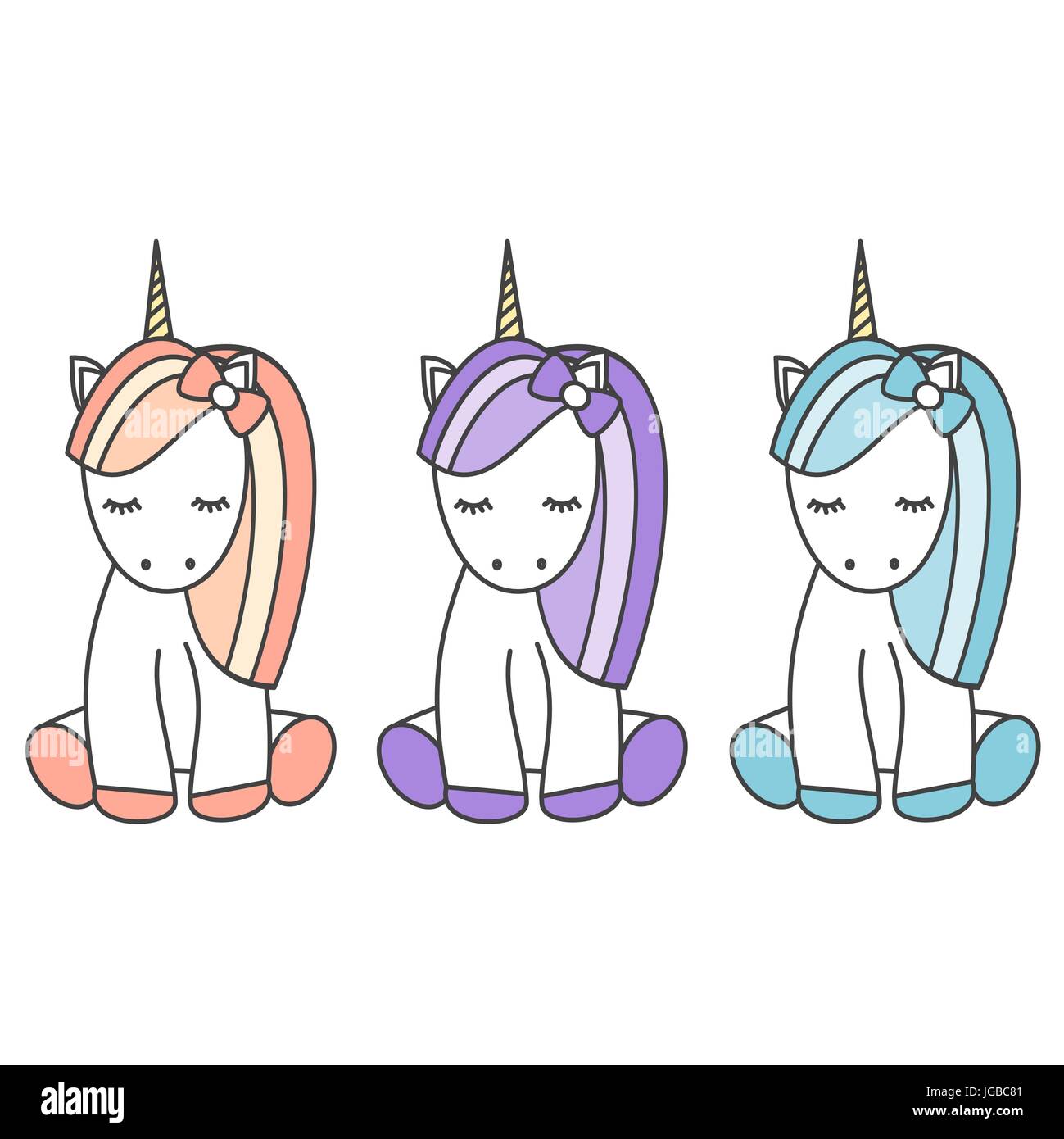 cute cartoon vector colorful unicorn set Stock Vector Image & Art - Alamy