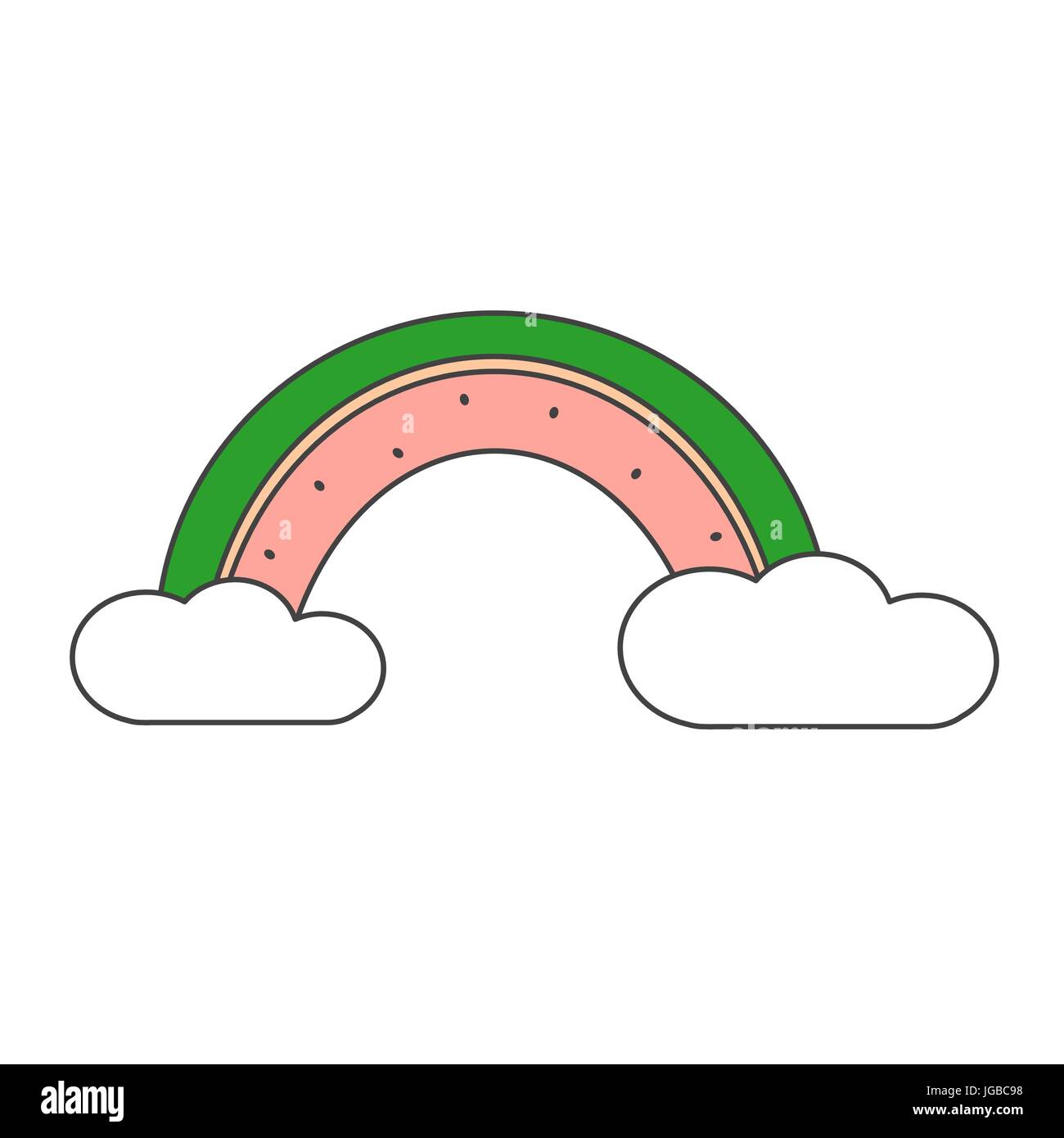 cute cartoon watermelon rainbow vector illustration Stock Vector Image ...