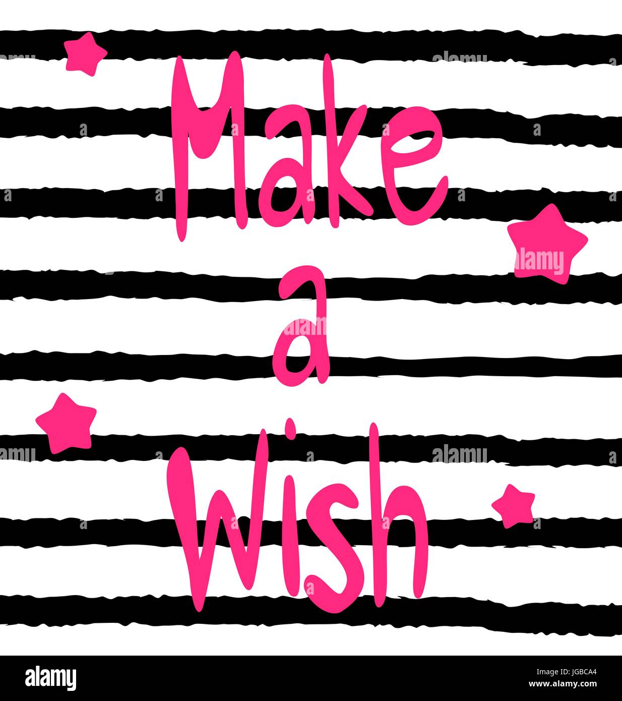cute hand drawn pink make a wish lettering inspirational quote vector ...