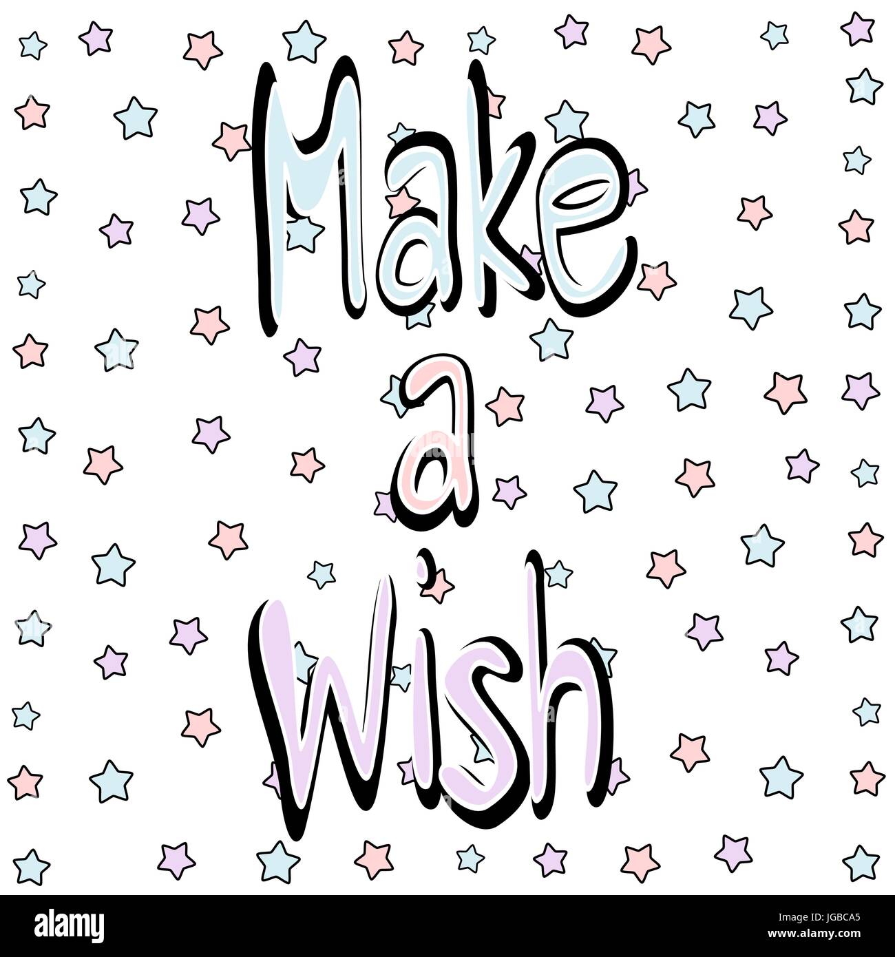 cute hand drawn colorful make a wish lettering inspirational quote ...