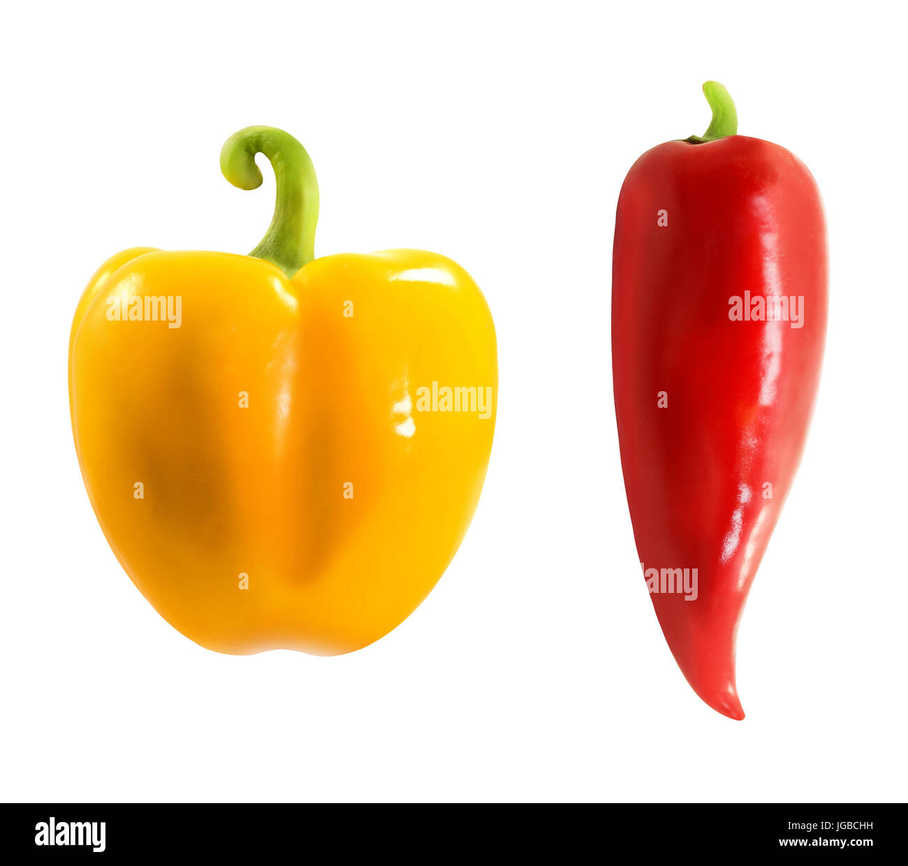 Photo of two peppers isolated on white background Stock Photo - Alamy