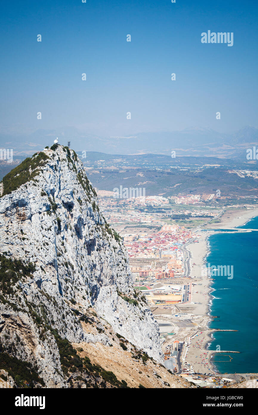 Wide view of the rocks of gibraltar from the observation deck Stock ...