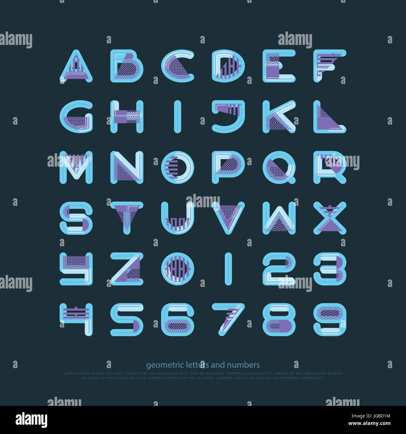geometric style alphabet letters and numbers. vector font type design ...