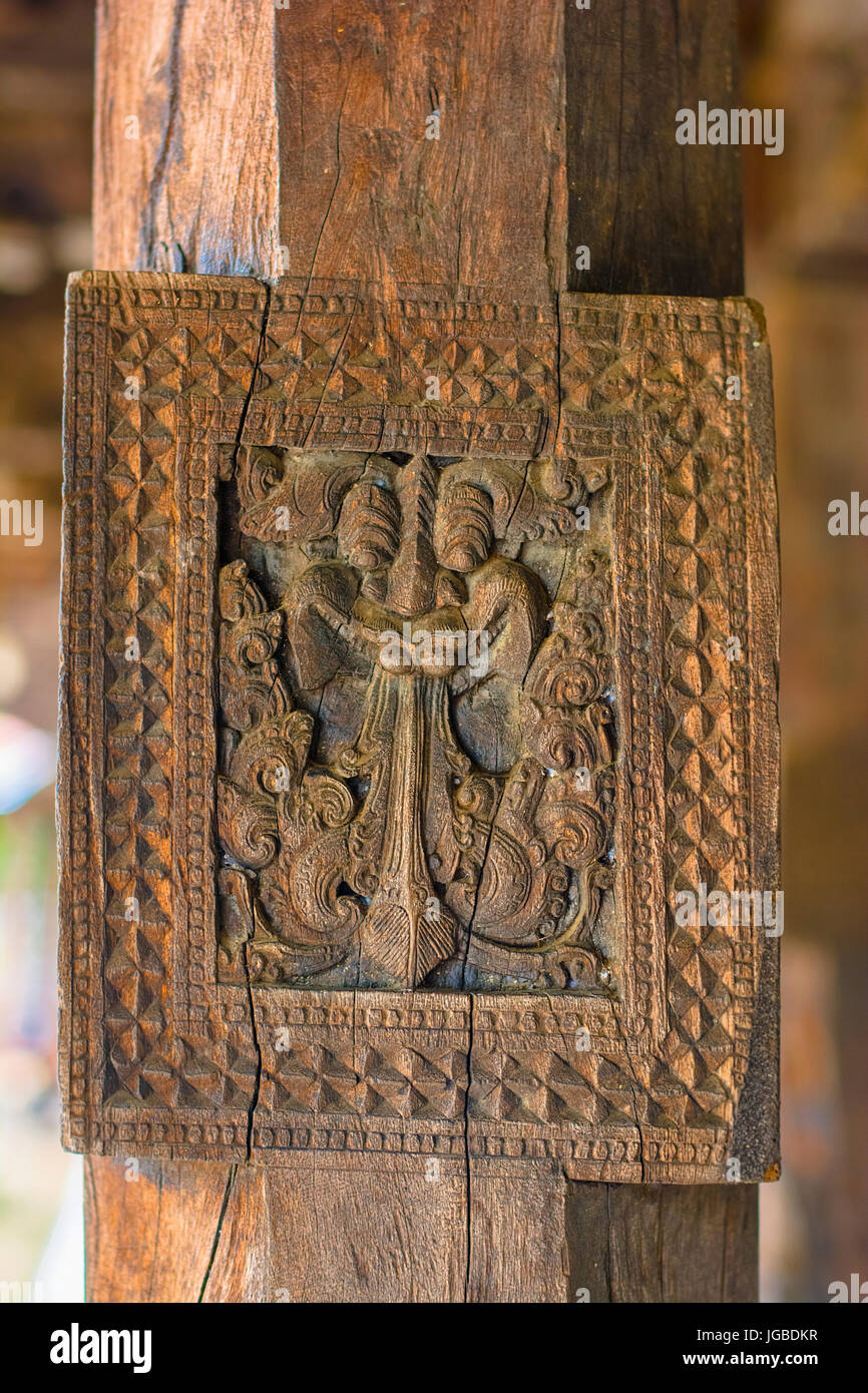 Splendid Ancient Woodcarvings At Embekka Temple In Kandy Stock Photo ...