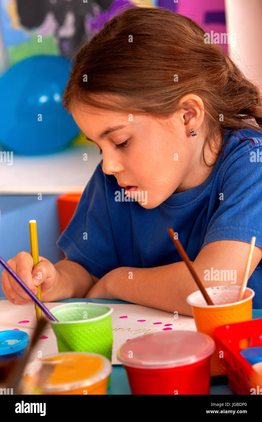 Small students children painting in art school class Stock Photo - Alamy