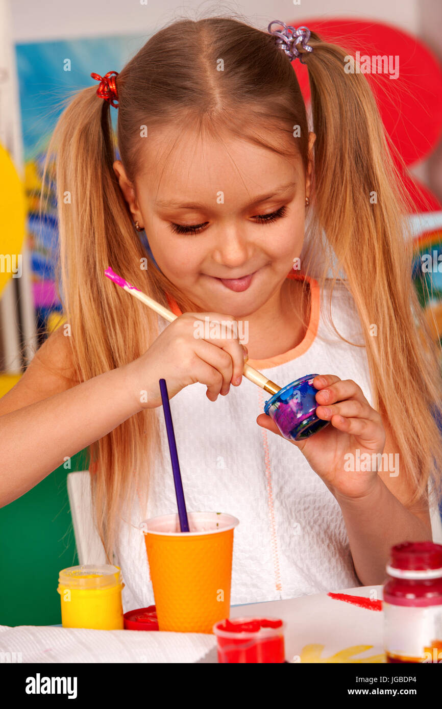 Small students children painting in art school class Stock Photo - Alamy