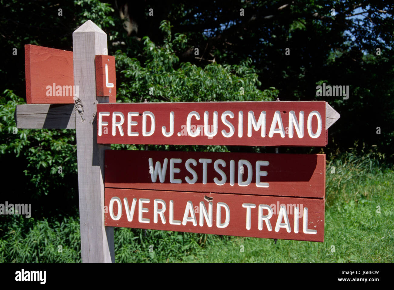 Fred J Cusimano Westside Overland Trail sign, North Harmony State ...