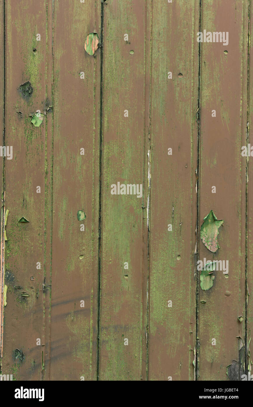 Old wood green paint falling Stock Photo - Alamy