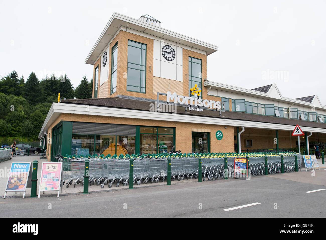 General view of Morrisons supermarket store Rogerstone, Wales, UK Stock ...