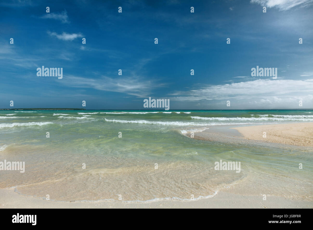 Tropical summer sandy beach with transparent sea water Stock Photo - Alamy