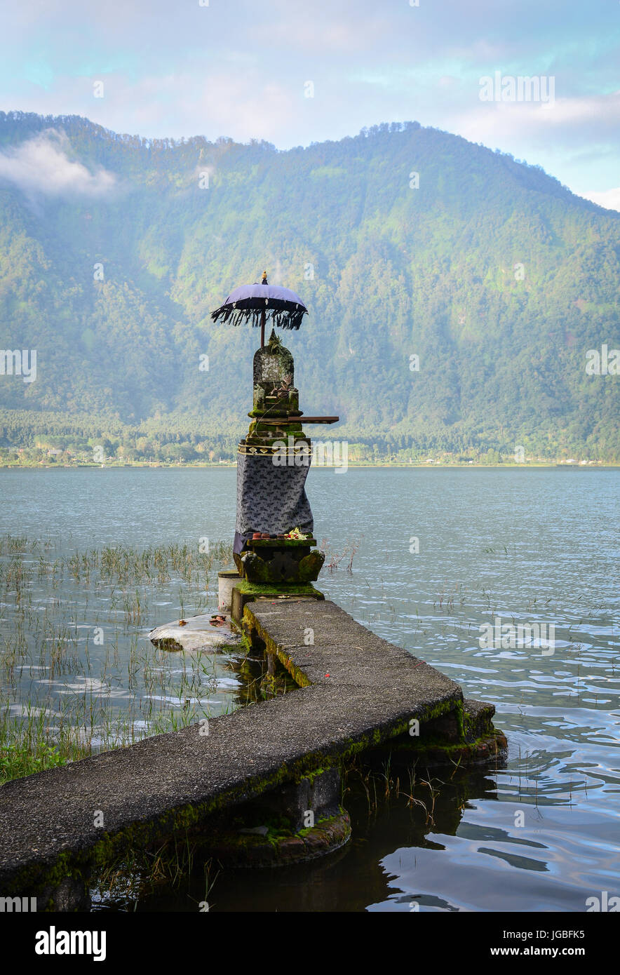 Small altar at Pura Ulun Danu temple on Lake Beratan in Bali, Indonesia ...