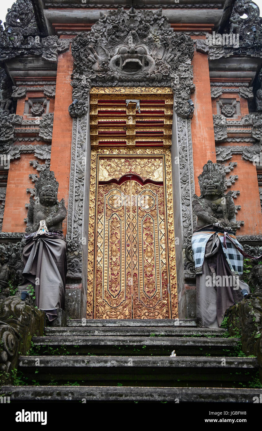 Facade of an ancient Hindu temple at Ubud Township in Bali, Indonesia ...