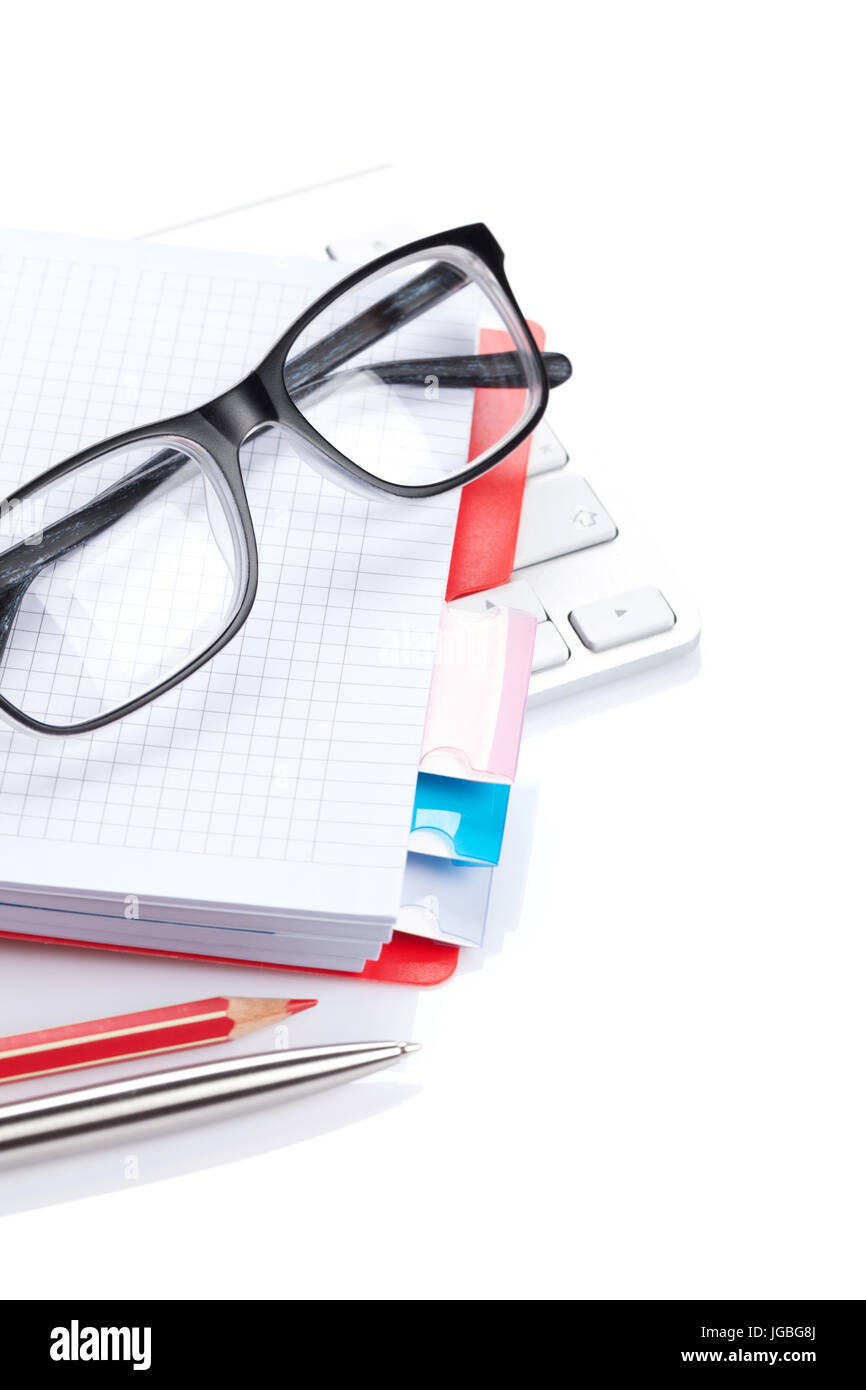 Computer and office supplies. Isolated on white background Stock Photo ...