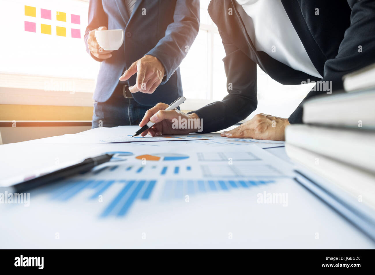 Team work process. young business managers crew working with new ...