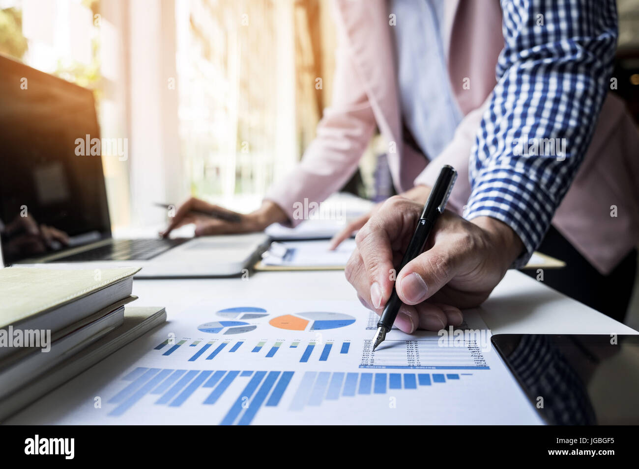 Team work process. young business managers crew working with new ...