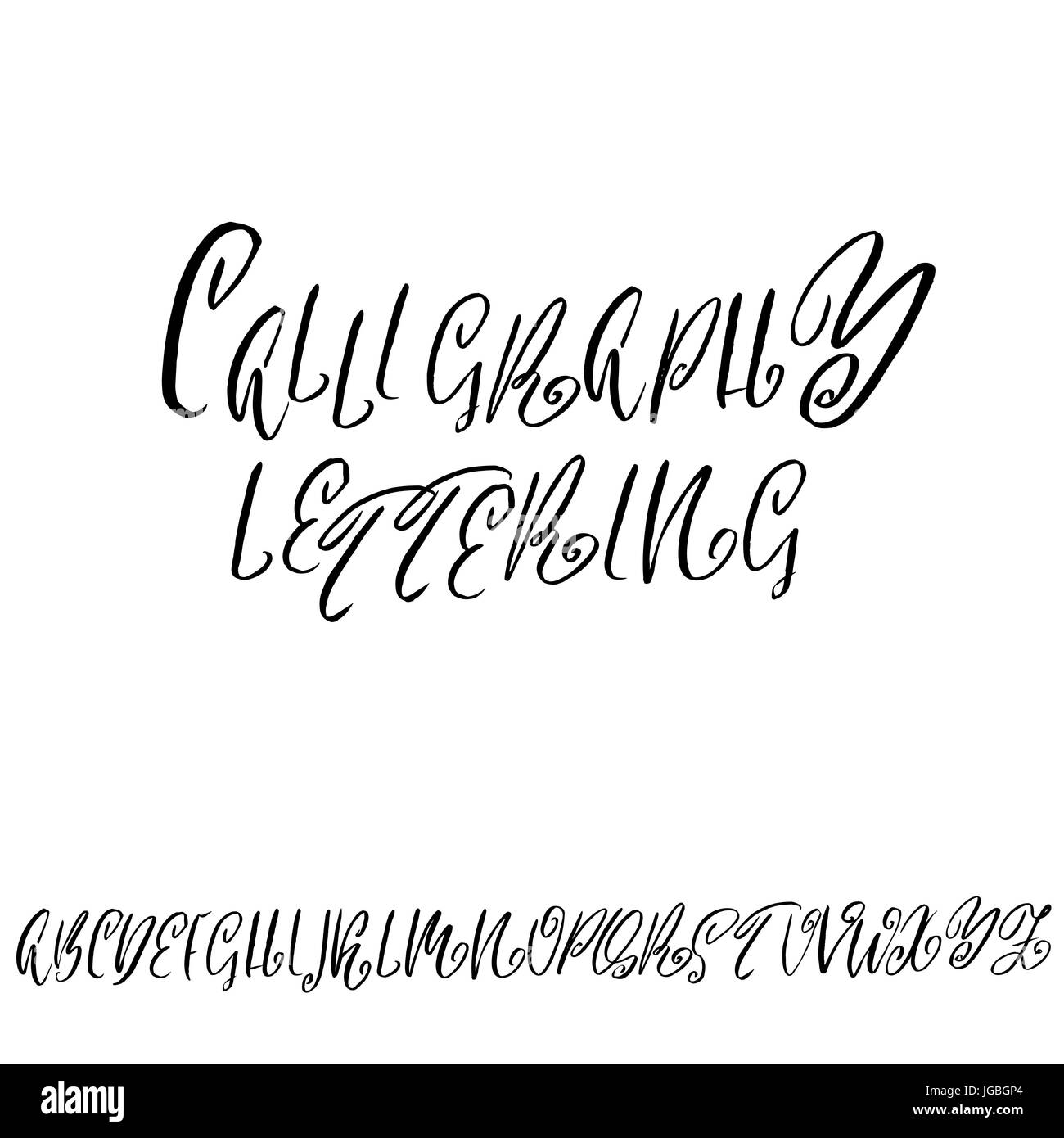 Hand drawn elegant calligraphy font. Modern brush lettering. Grunge ...
