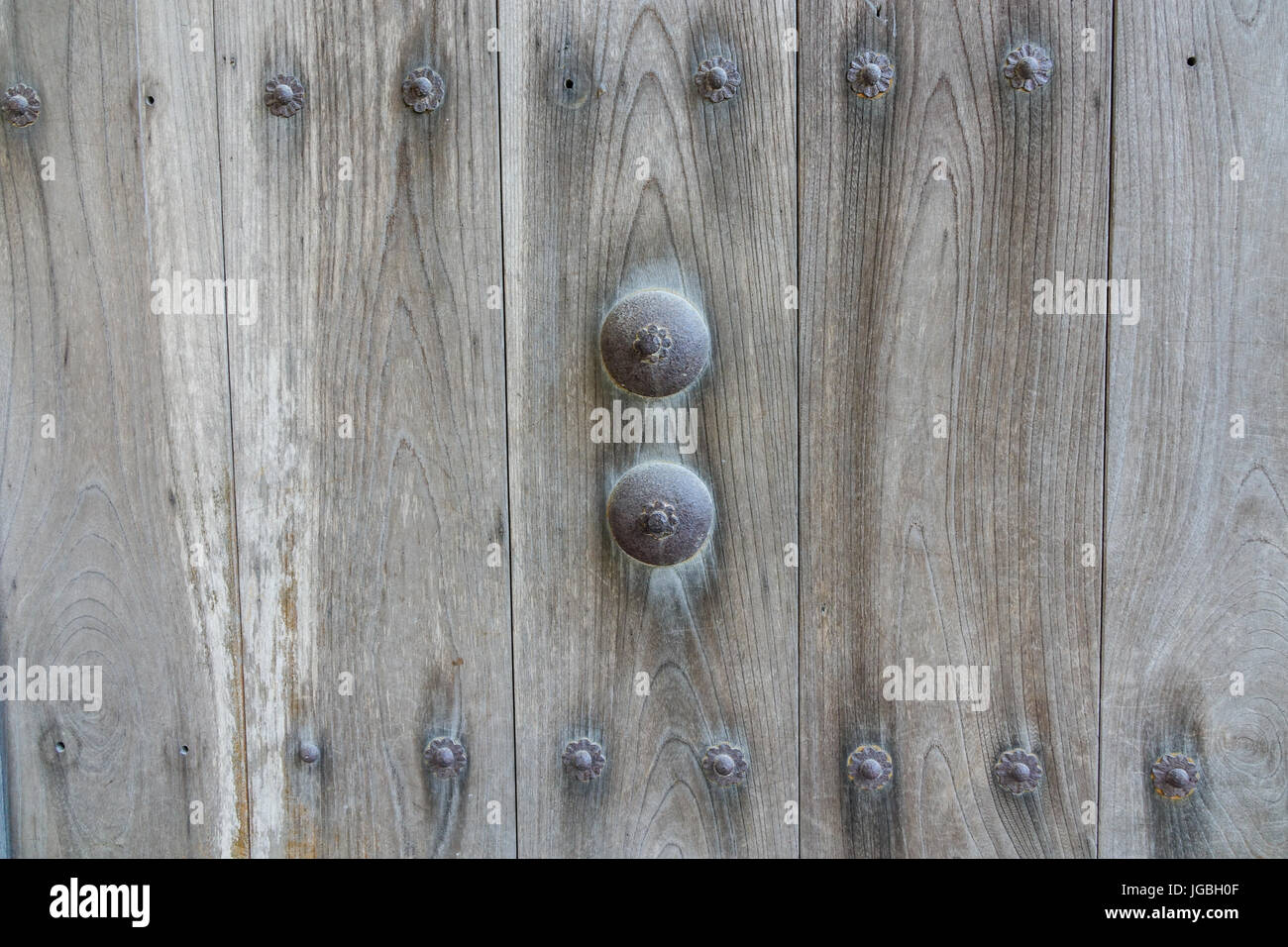 Wooden wall of a Japanese traditional house at ancient township. Close ...