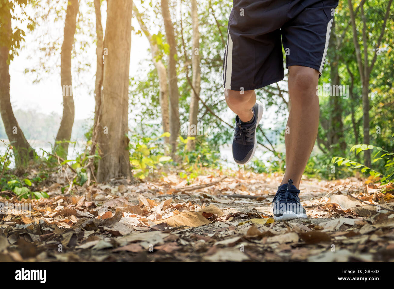 running man. Male runner at sprinting speed training for marathon ...