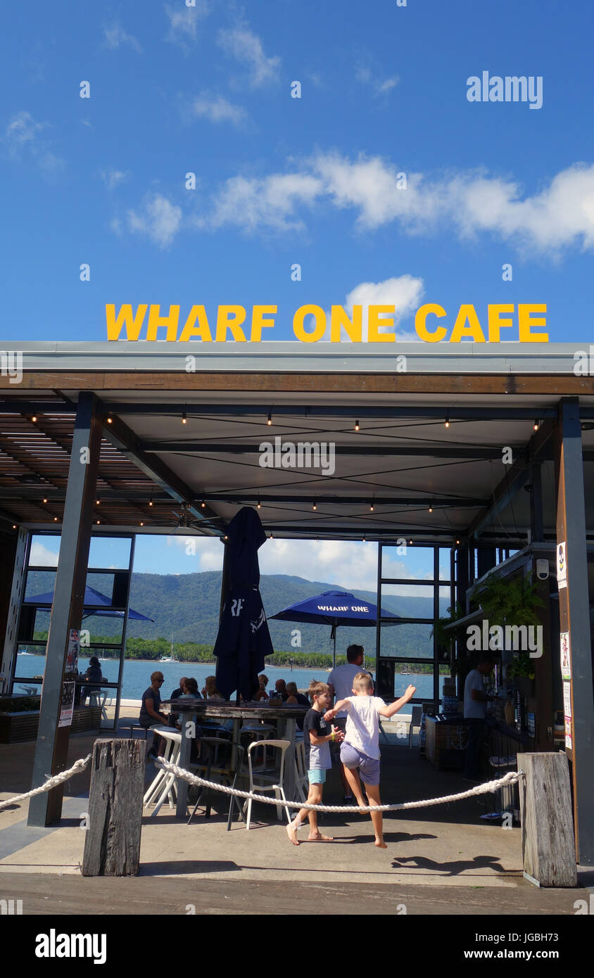 Wharf One cafe overlooking Trinity Inlet, Cairns, Queensland, Australia ...
