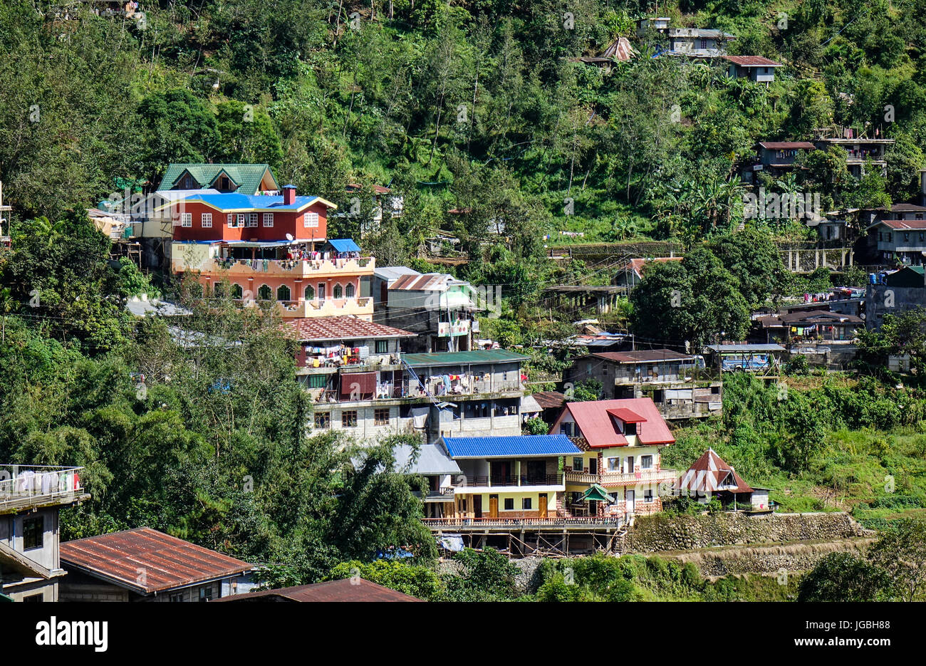 Mountain village in Banaue, Philippines. Banaue is a town on the ...