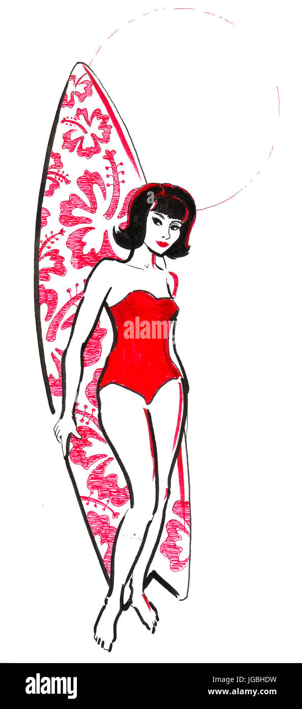 Girl surfing Cut Out Stock Images & Pictures - Alamy