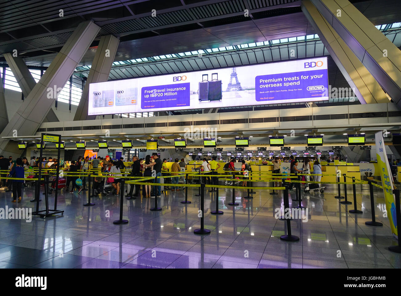 Manila, Philippines - Apr 14, 2017. Check-in Counters at Terminal 3 of ...