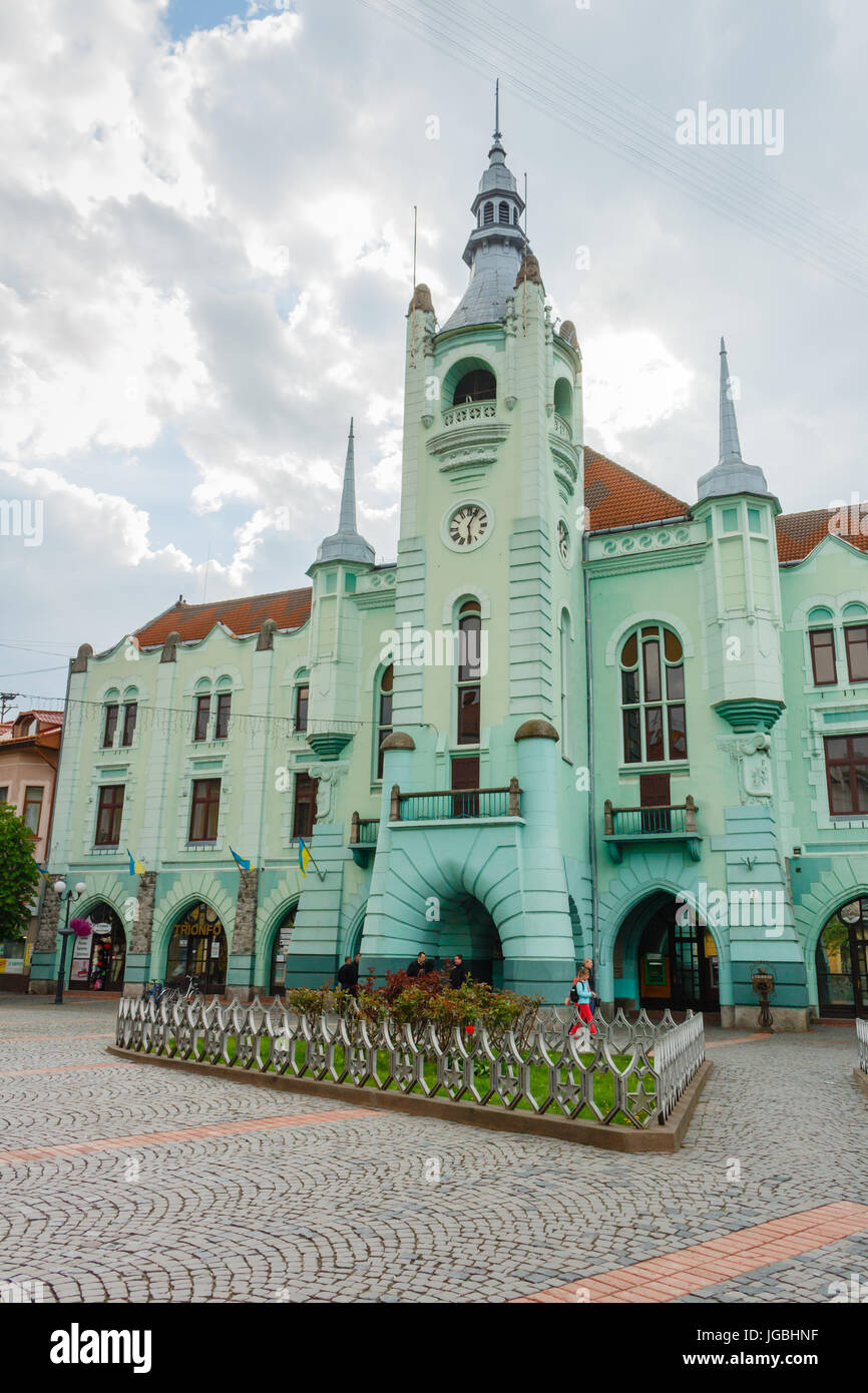 MUKACHEVE, UKRAINE - APRIL 25, 2017: City hall of Mukacheve Stock Photo ...