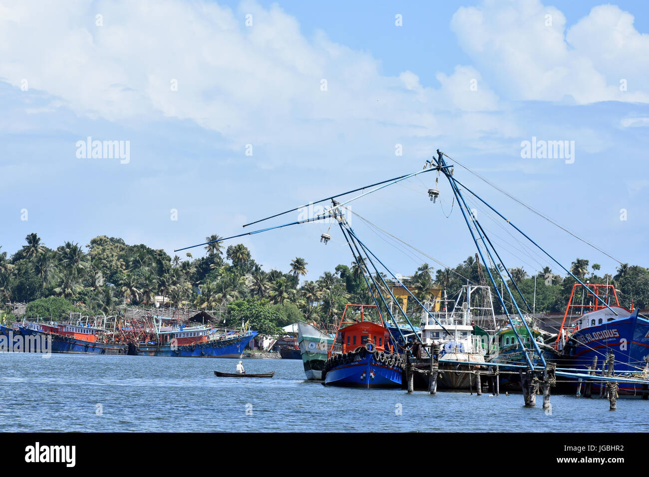 Boat jetty in Kollam,Kerala Stock Photo - Alamy