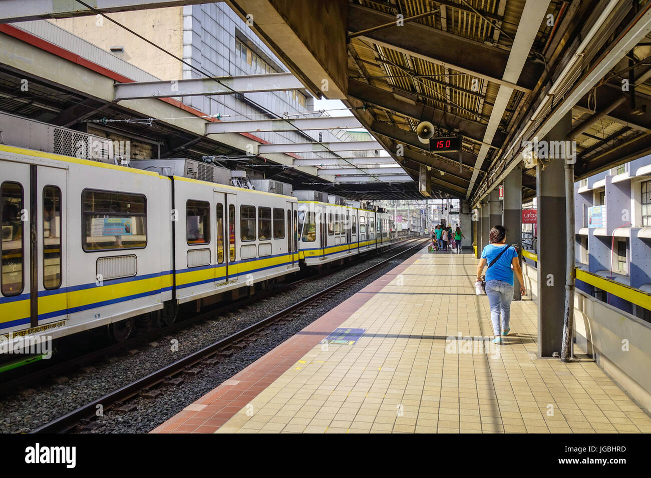 Manila, Philippines - Apr 12, 2017. People at train station in Manila ...