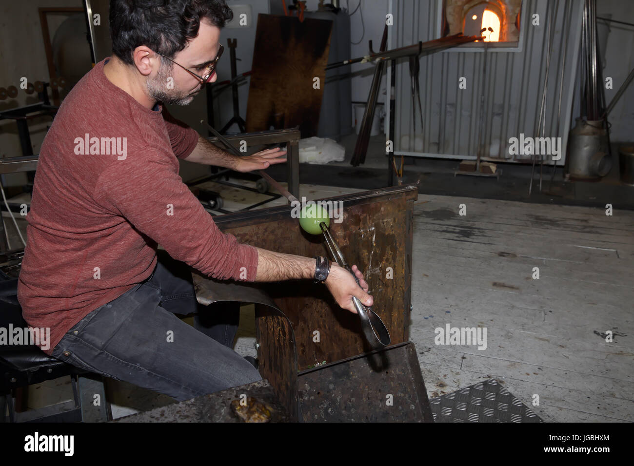 Glass blowing shop in Alesund Norway Stock Photo - Alamy
