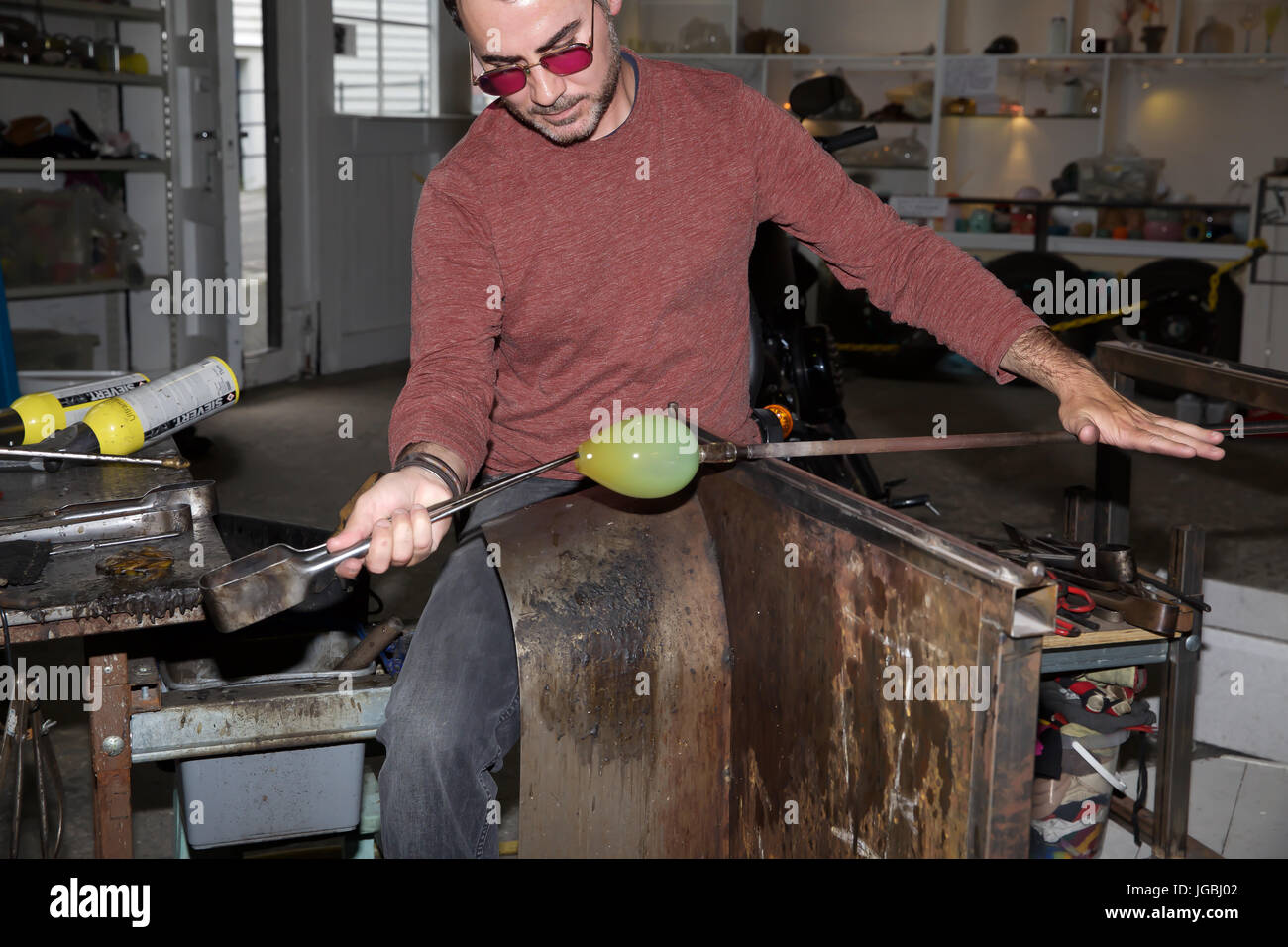 Glass blowing shop in Alesund Norway Stock Photo - Alamy